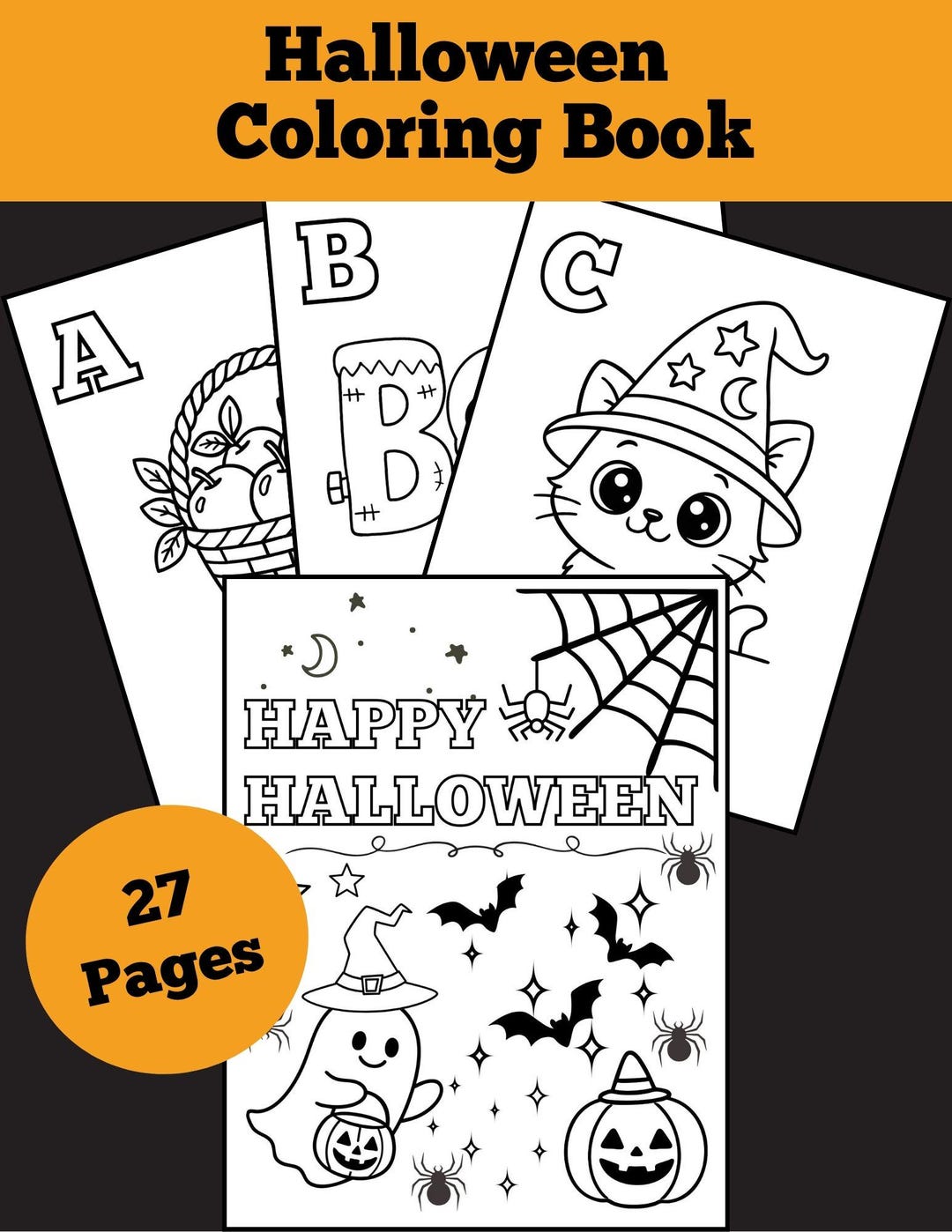 Halloween ABC Coloring Book for Kids | Spooky Alphabet (PDF) - Etsy