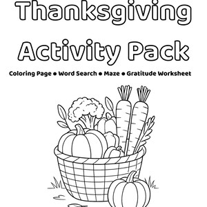 Thanksgiving Activity Pack for Kids | 6 Pages of Coloring, Word Search ...