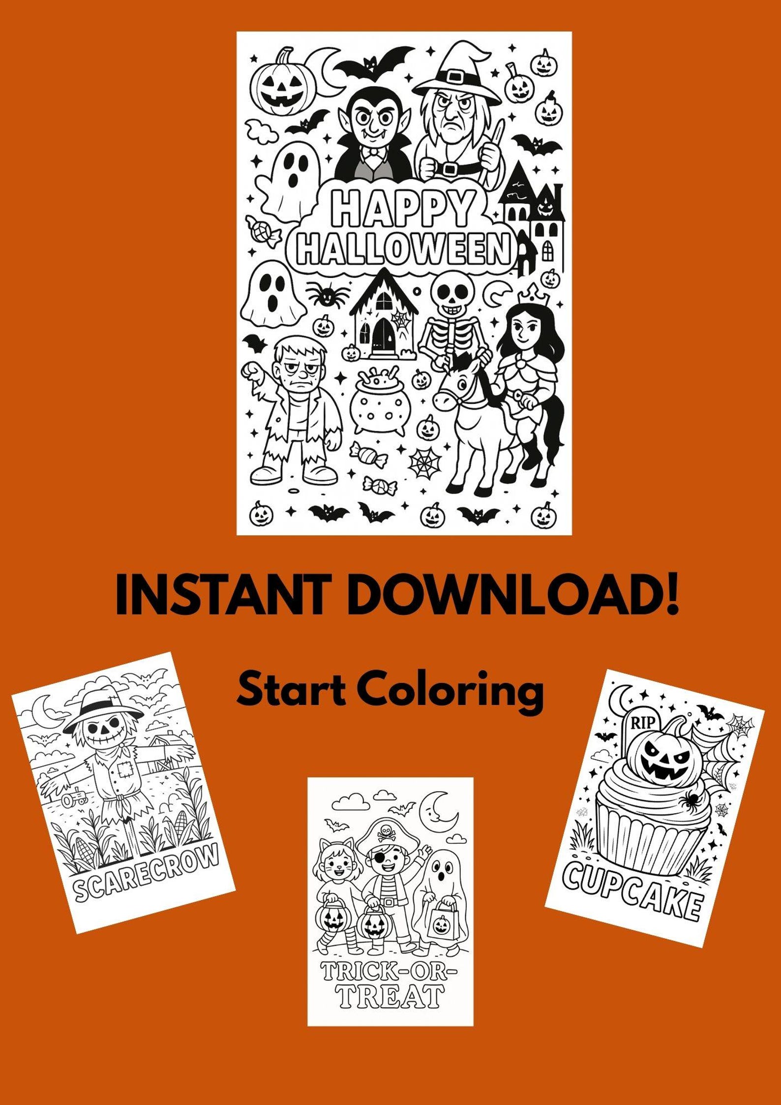 Spooky Fun Halloween Coloring Book - 25 Printable Halloween Coloring ...