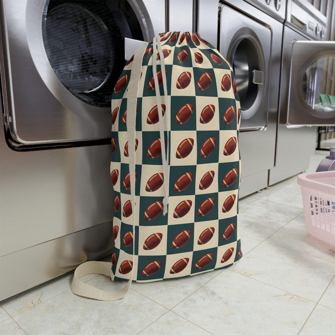 Retro Football Laundry Bag: Sports Equipment Storage & Dorm Organizer ...