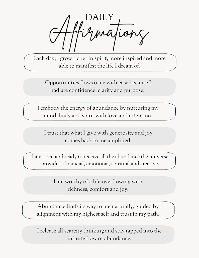 Abundance Affirmations Printable – Inspirational Quotes for ...