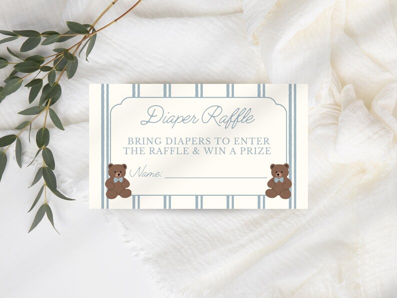 Printable Diaper Raffle Card Template, Editable Canva Template, Boy ...