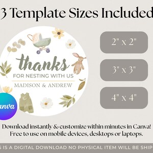 Editable Nesting Party Sticker Template | 2", 3", 4" Circle Labels ...