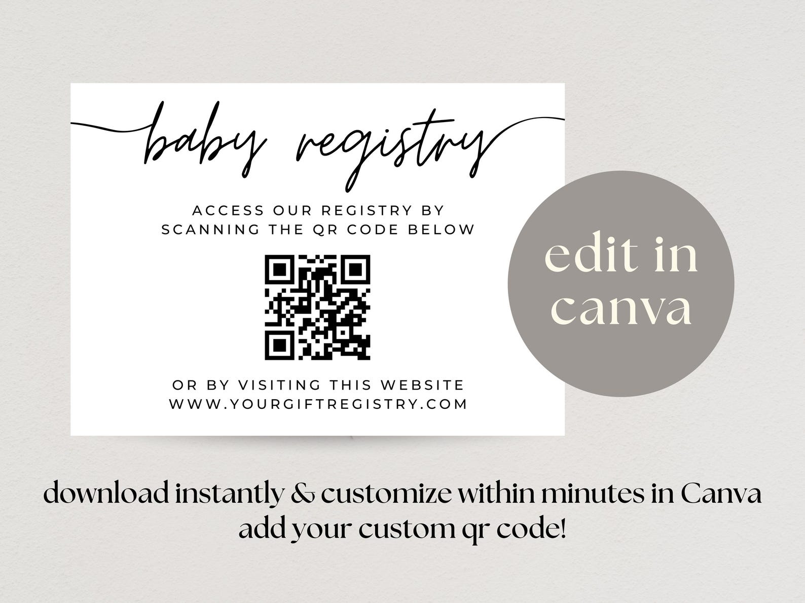 Baby Gift Registry Card Template With QR Code – Editable Canva Template ...