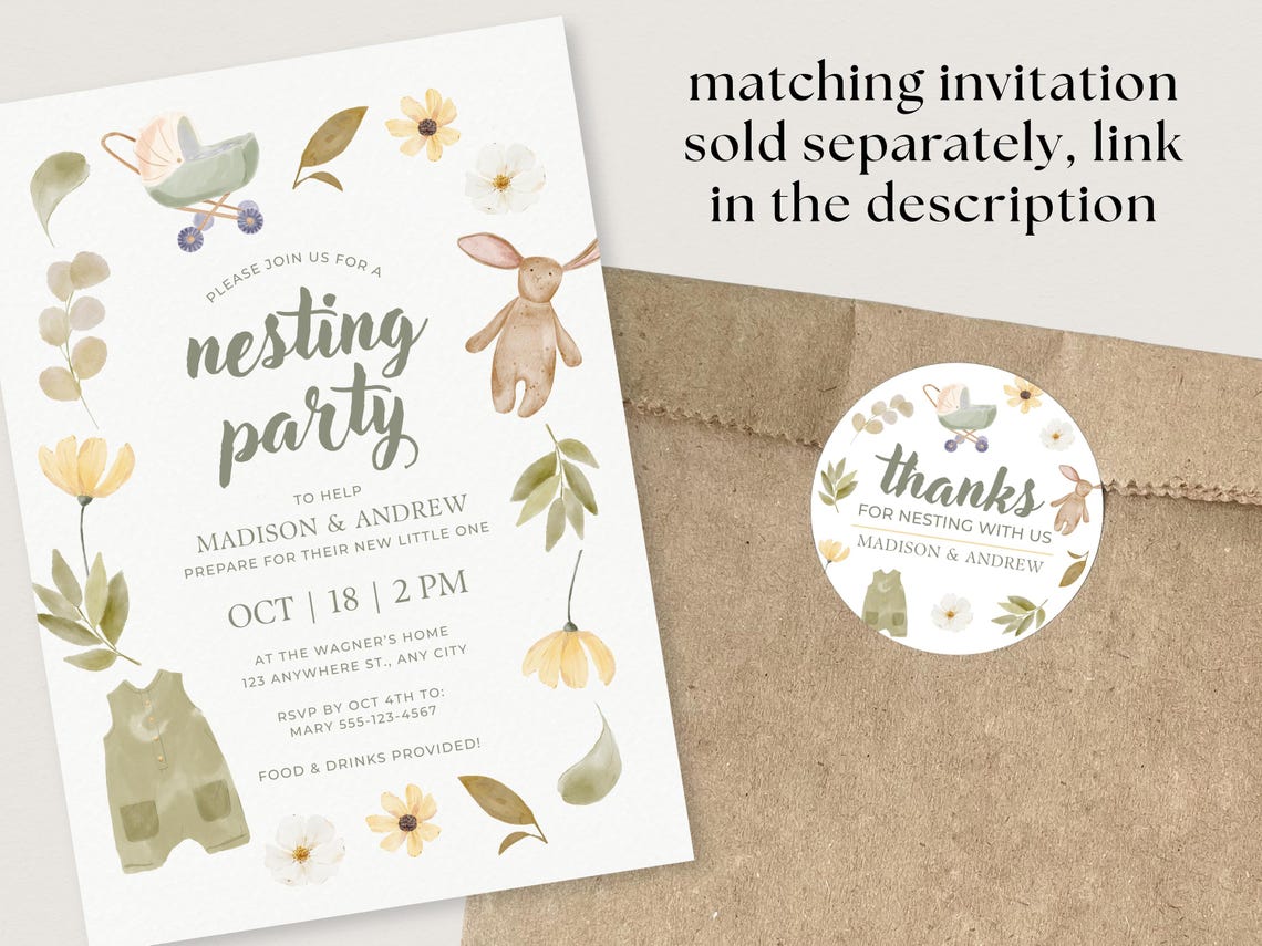 Editable Nesting Party Sticker Template | 2", 3", 4" Circle Labels ...