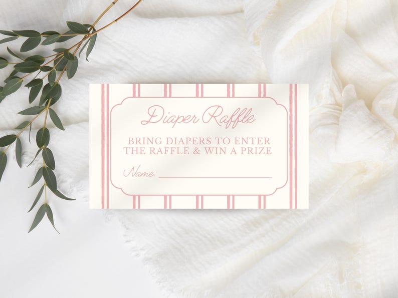 Printable Diaper Raffle Card Template – Editable Canva Template | Girl ...