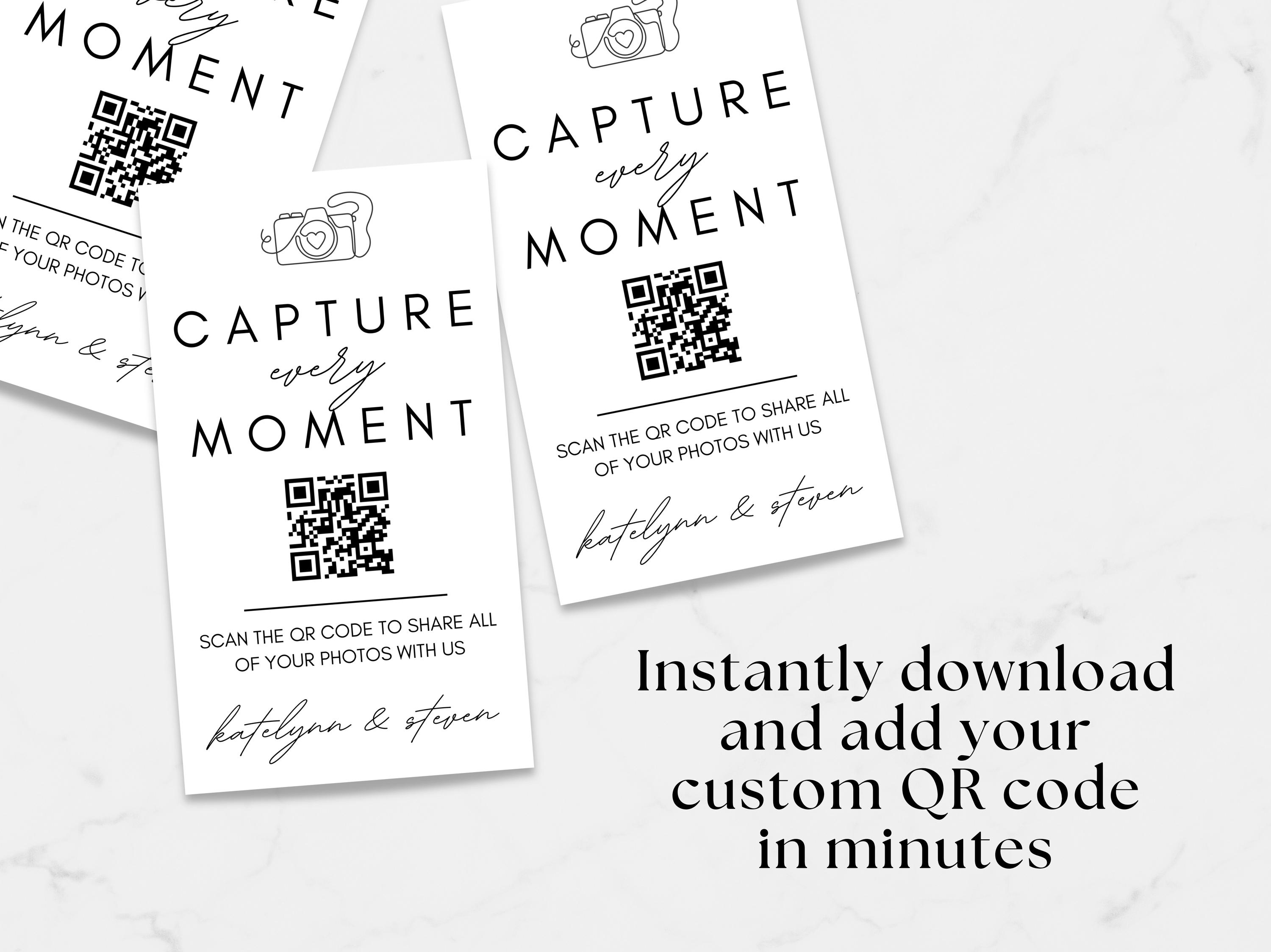 QR Code Photo Sharing Card, Printable & Editable Canva Template ...