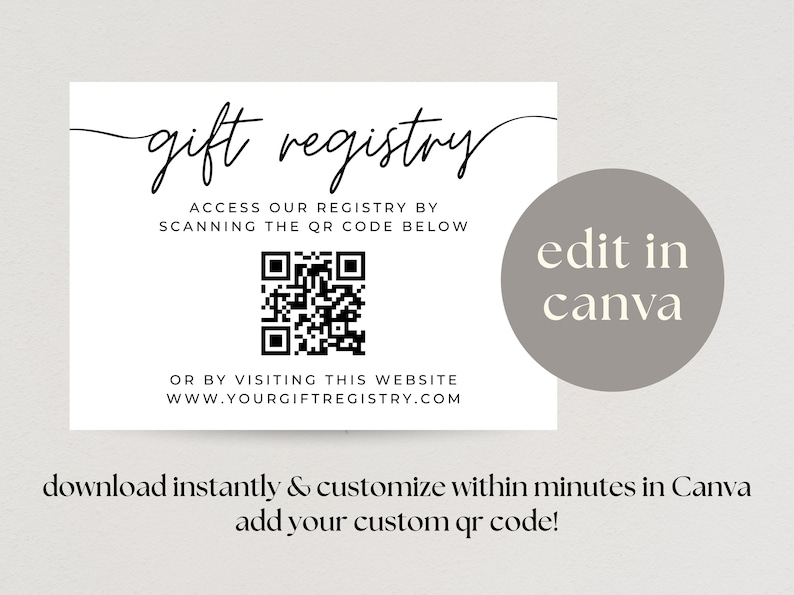 Gift Registry Card Template With QR Code – Editable Canva Template ...