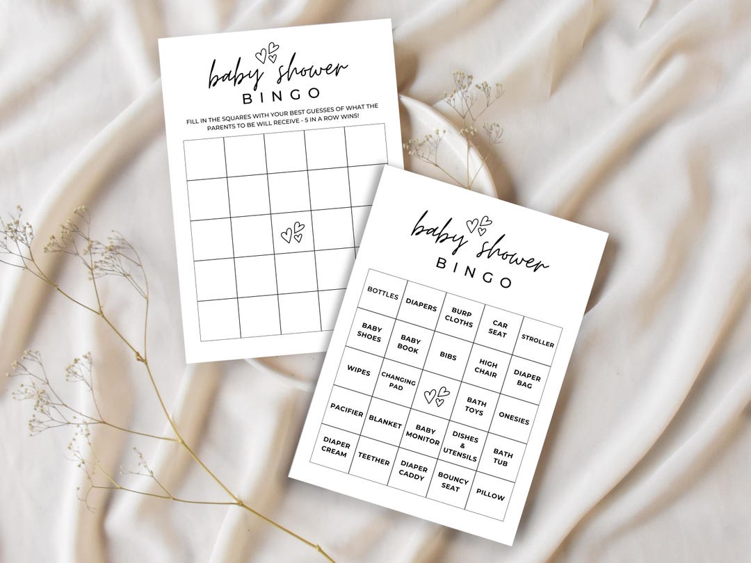 Baby Shower Bingo Game, Modern Minimalist Baby Shower Games, 5x7 ...