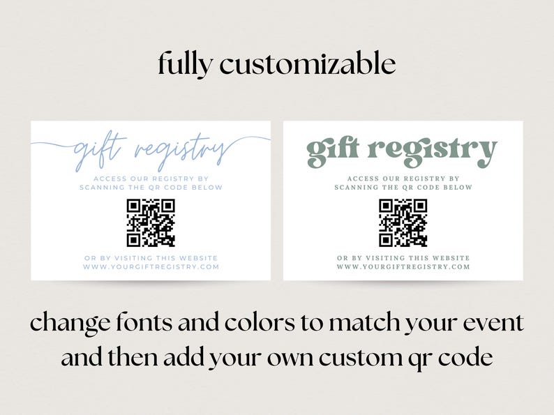 Gift Registry Card Template With QR Code – Editable Canva Template ...
