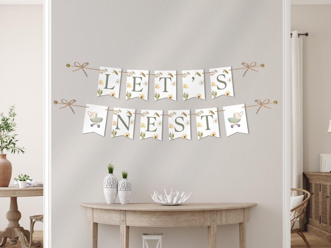 Editable Nesting Party Banner | Printable Bunting Canva Template | Let ...