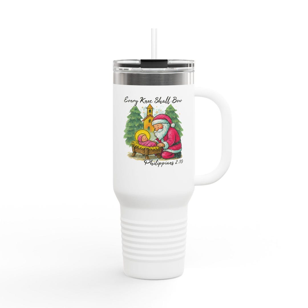 Santa With Manger Scene Travel Mug | Christmas 40oz Insulated Tumbler ...