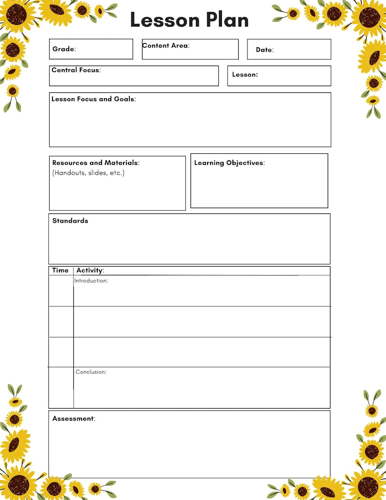 Printable Lesson Plan Template | Teacher Planning Sheet (digital ...