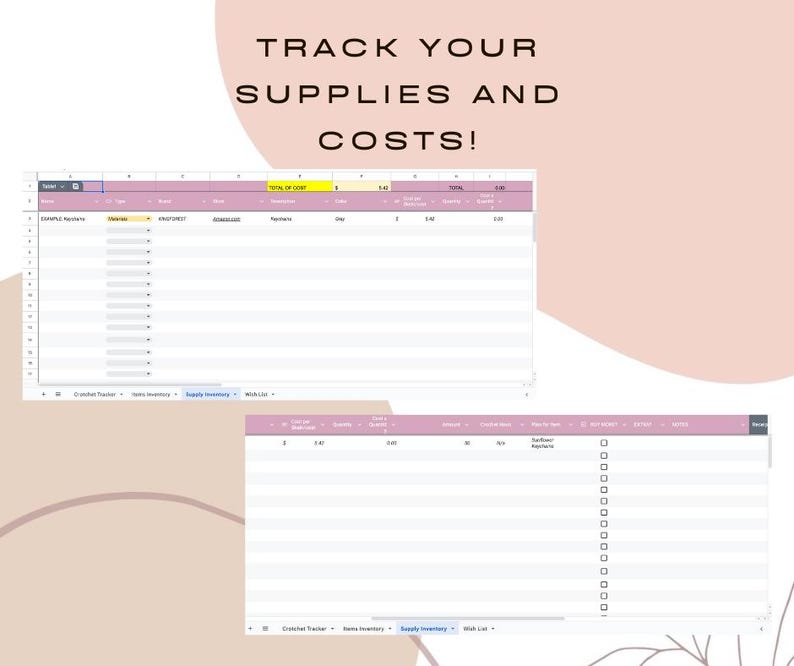 Crochet Project Planner | Small Business Tracker | Google Sheets for ...