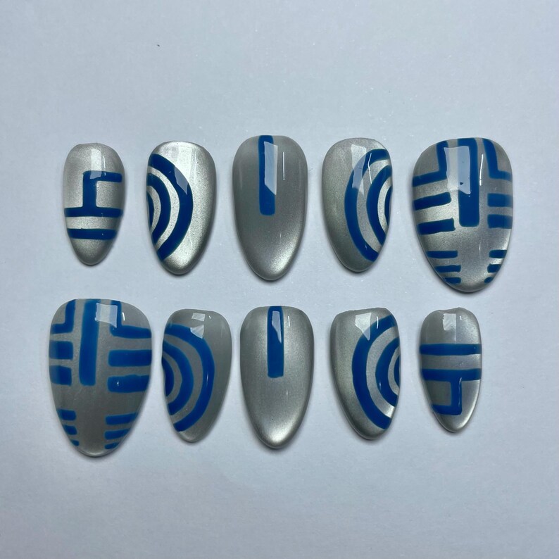 Demon Slayer Akaza Cat Eye Nails | Anime Nails, Hand Painted Nail Set ...
