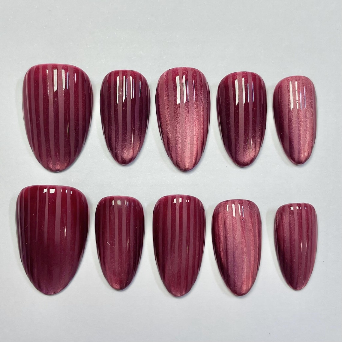 Cranberry Red Glass Cup Effect Cat Eye Nails | Magnetic Nails, Press on ...