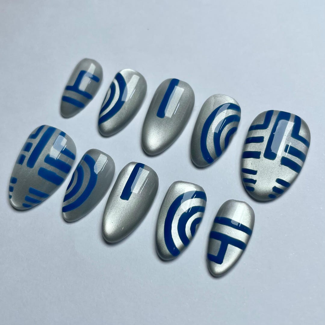 Demon Slayer Akaza Cat Eye Nails | Anime Nails, Hand Painted Nail Set ...