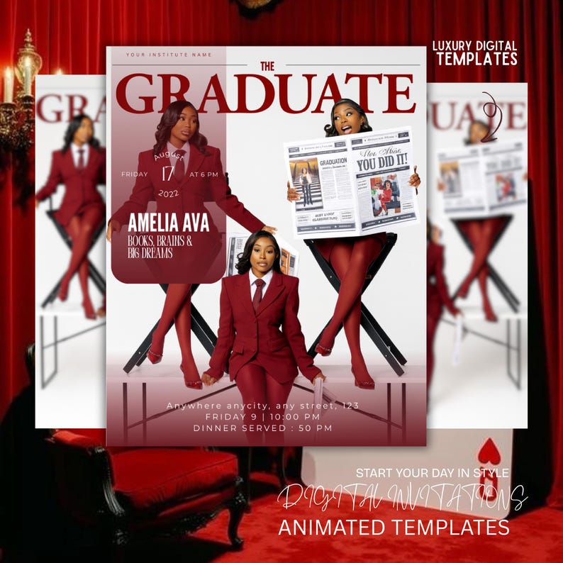 Graduation Magazine Invitation 2025 | Editable Canva Template | Digital ...