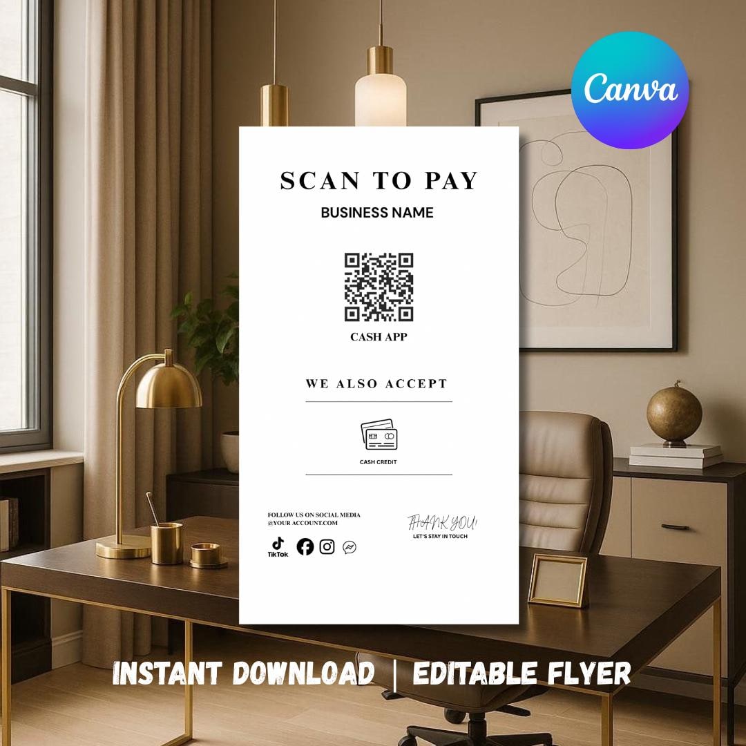 Letrero de pago con código QR para escanear y pagar: descarga digital ...