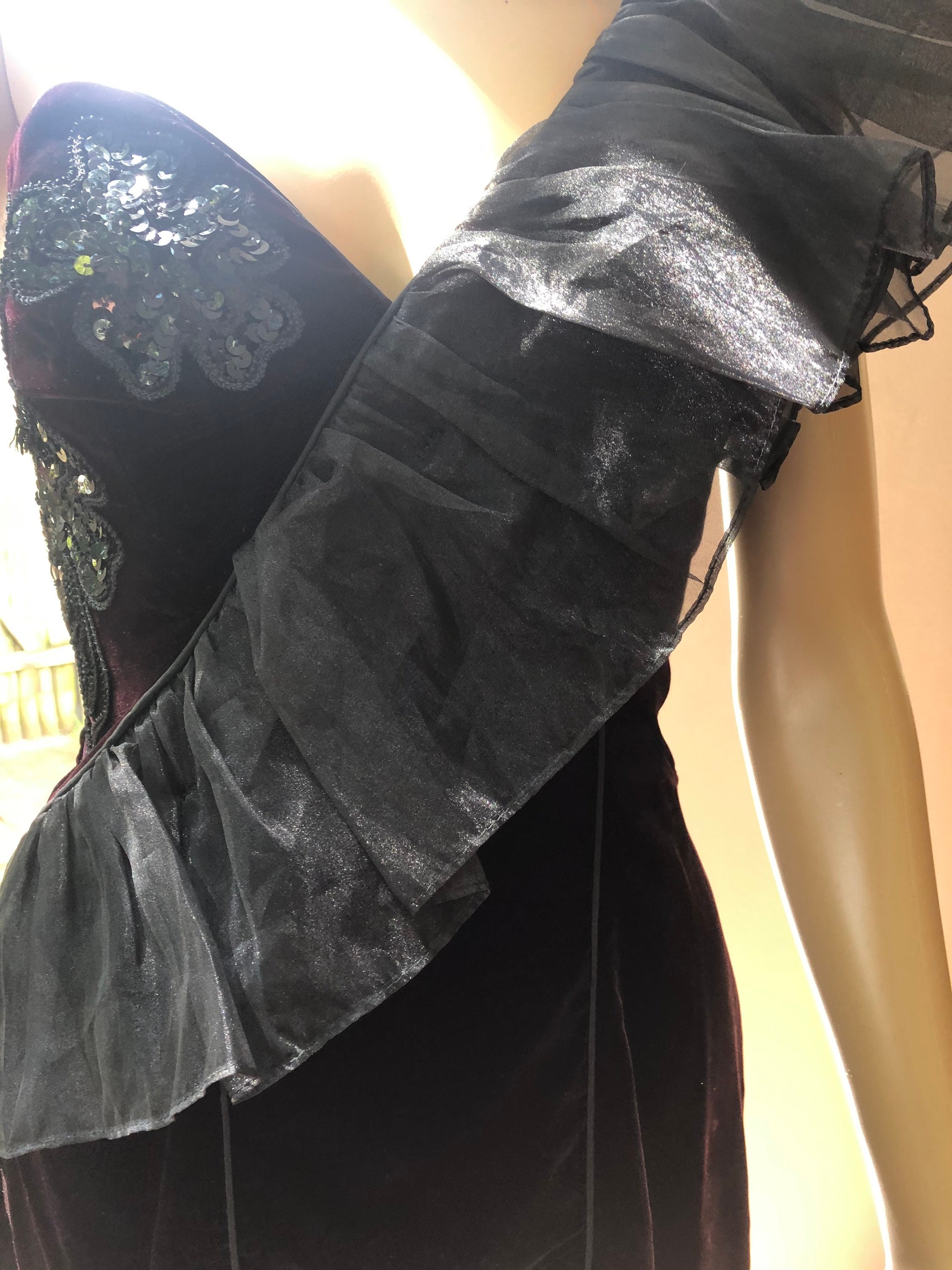 Vtg David Howard for Karen Okada Climax Black Velvet Cocktail One ...