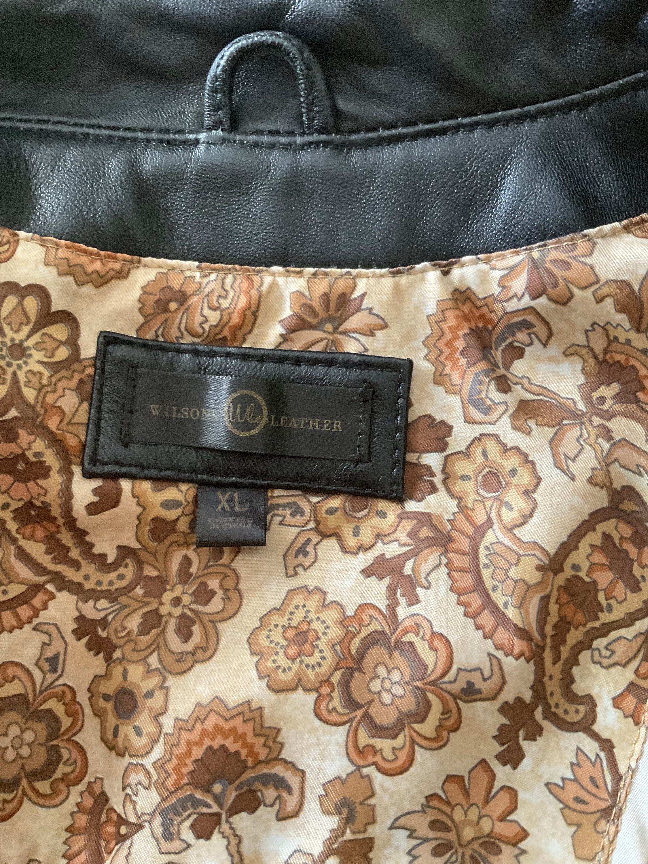 Vtg 90s Wilsons USA Black Leather Vest Waistcoat 3D Embellished L - Etsy