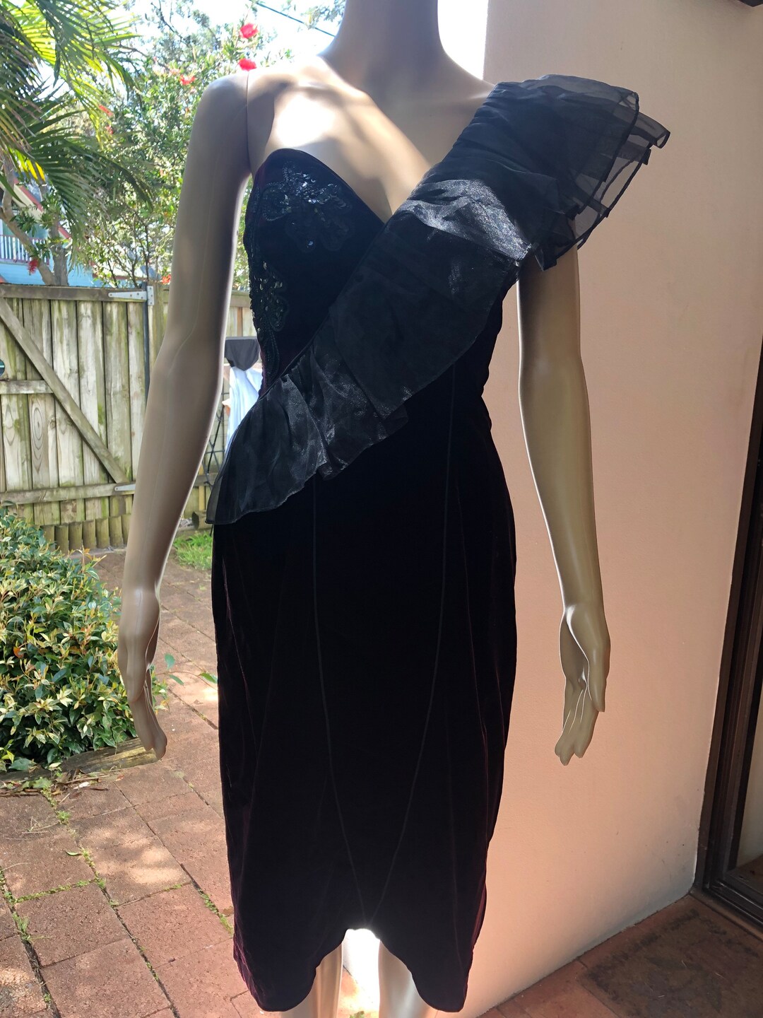 Vtg David Howard for Karen Okada Climax Black Velvet Cocktail One ...