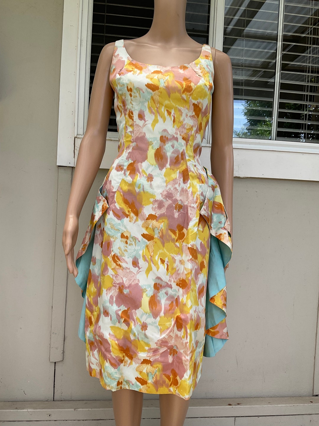 Vtg 50s Emma Domb Wiggle Party Dress With Bustle 10 - Etsy