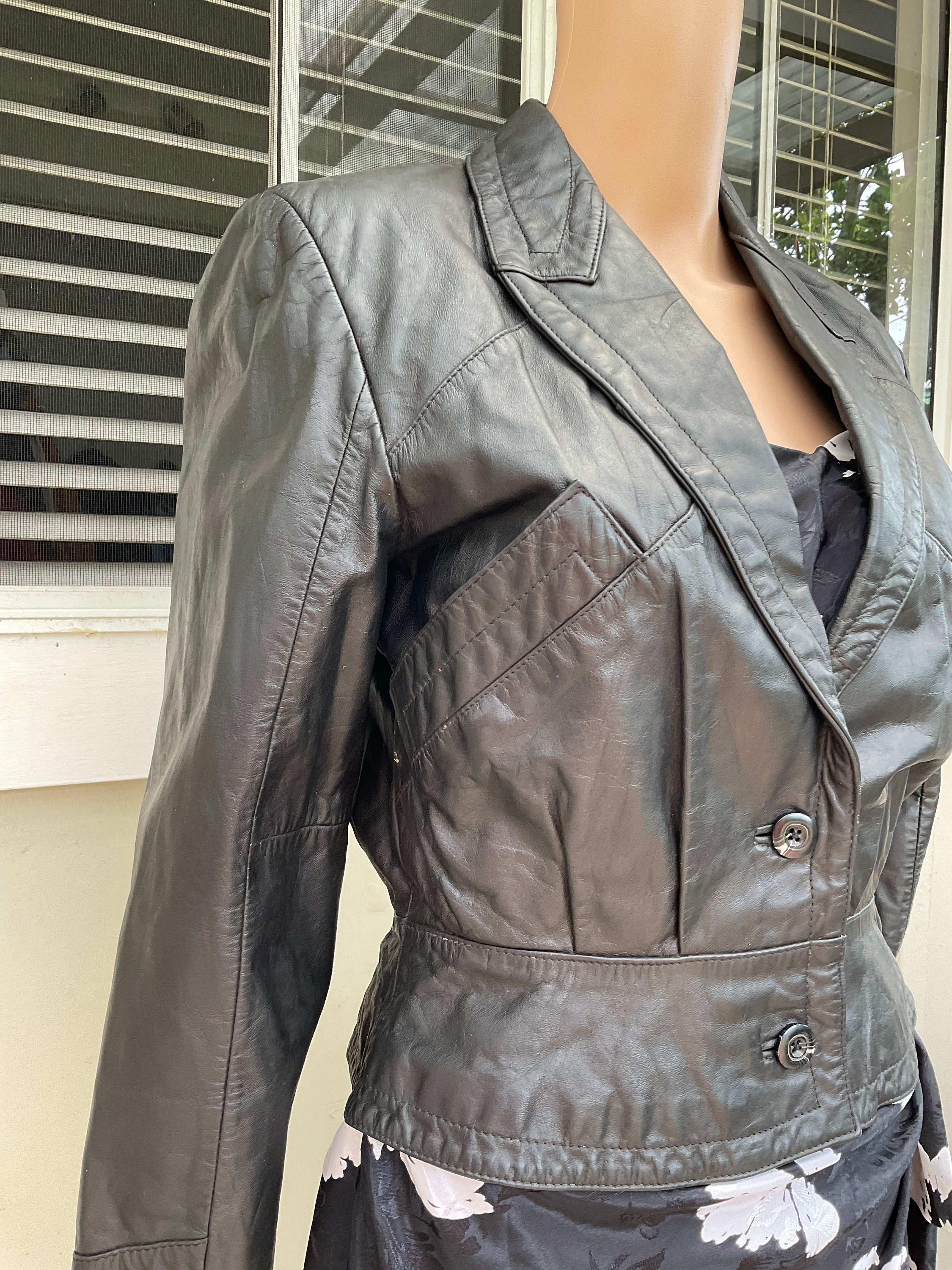 Vtg 80s Black Leather Wilsons USA. Tailored Bomber Jacket S - Etsy