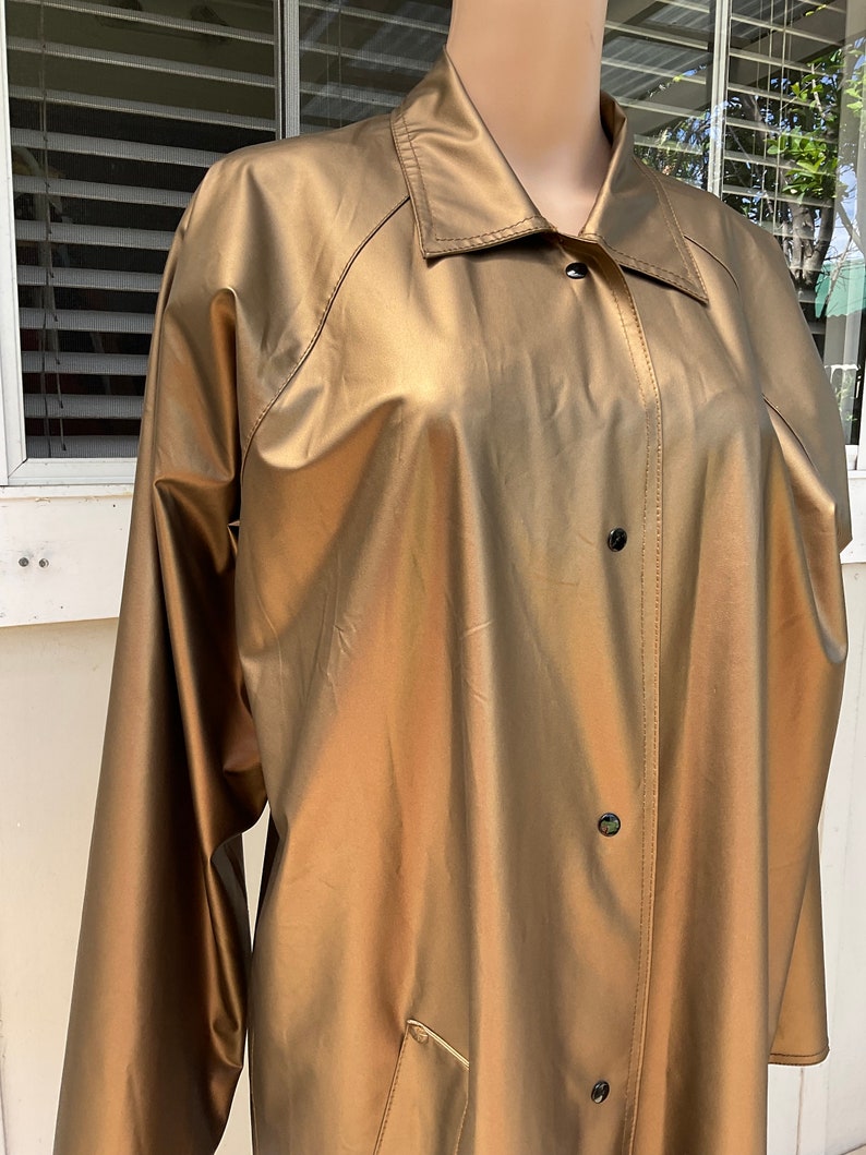 Vtg 80s Shedrain Old Gold Bronze PVC Long Raincoat M - Etsy