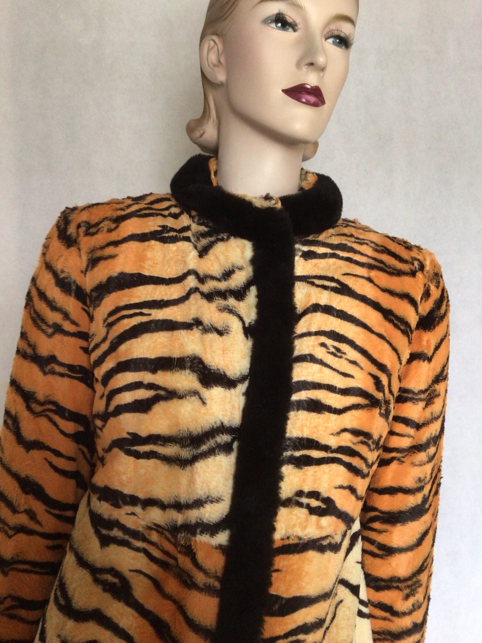 1970s Disco Pimp Hippie Festival Tiger Pattern Print Faux Fur - Etsy