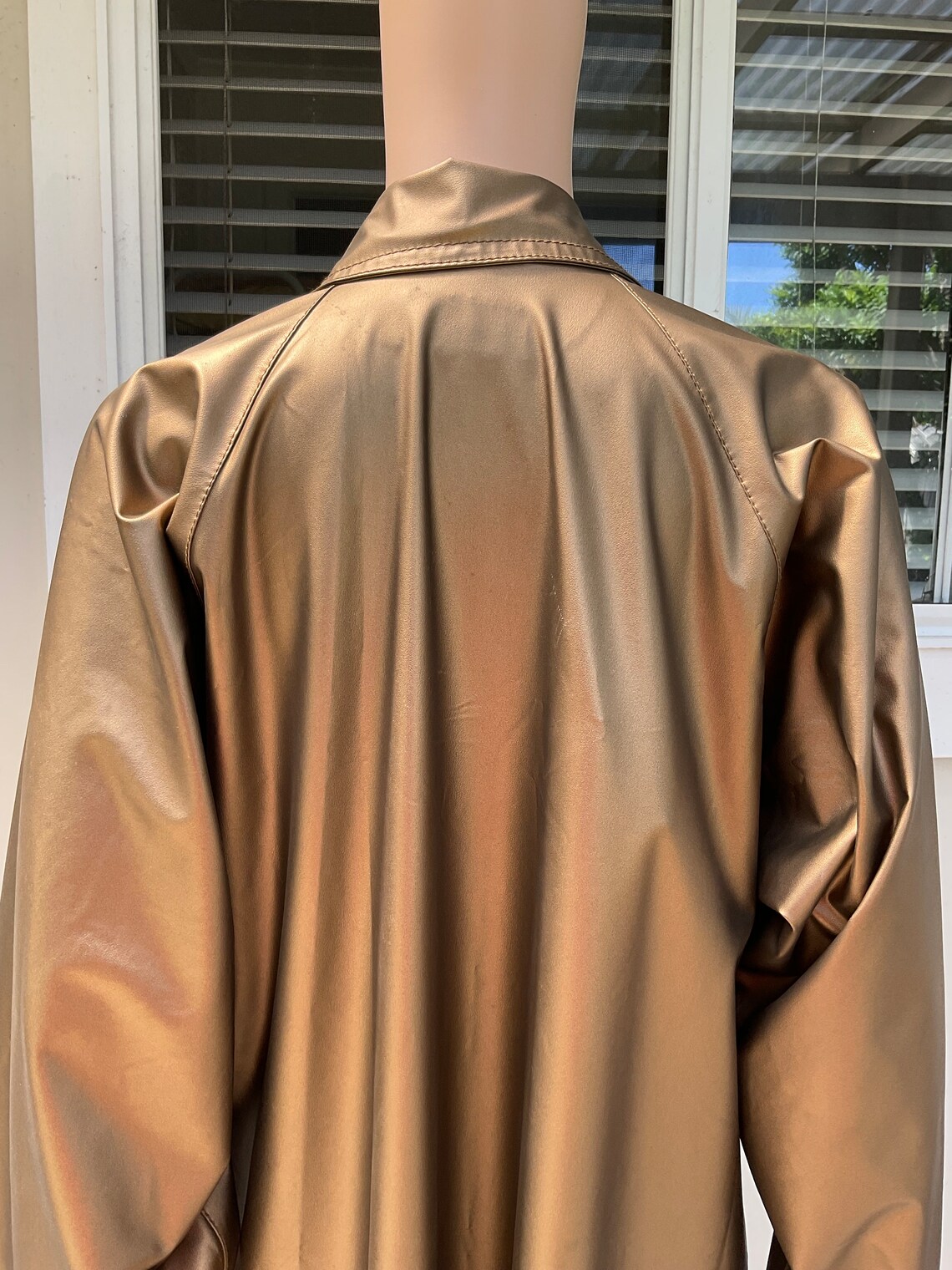 Vtg 80s Shedrain Old Gold Bronze PVC Long Raincoat M - Etsy