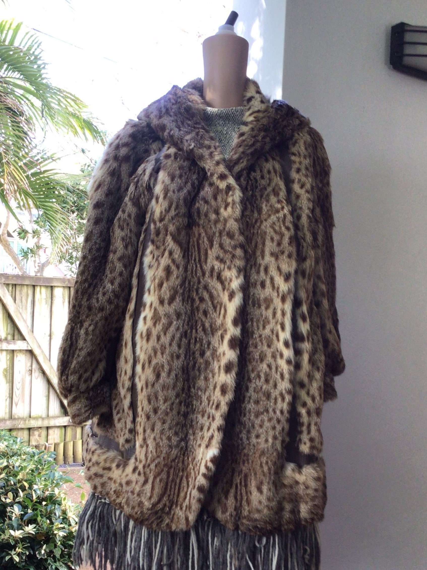 Vtg 70s Genuine Bobcat Fur Hooded Jacket With Leather Chevron - Etsy