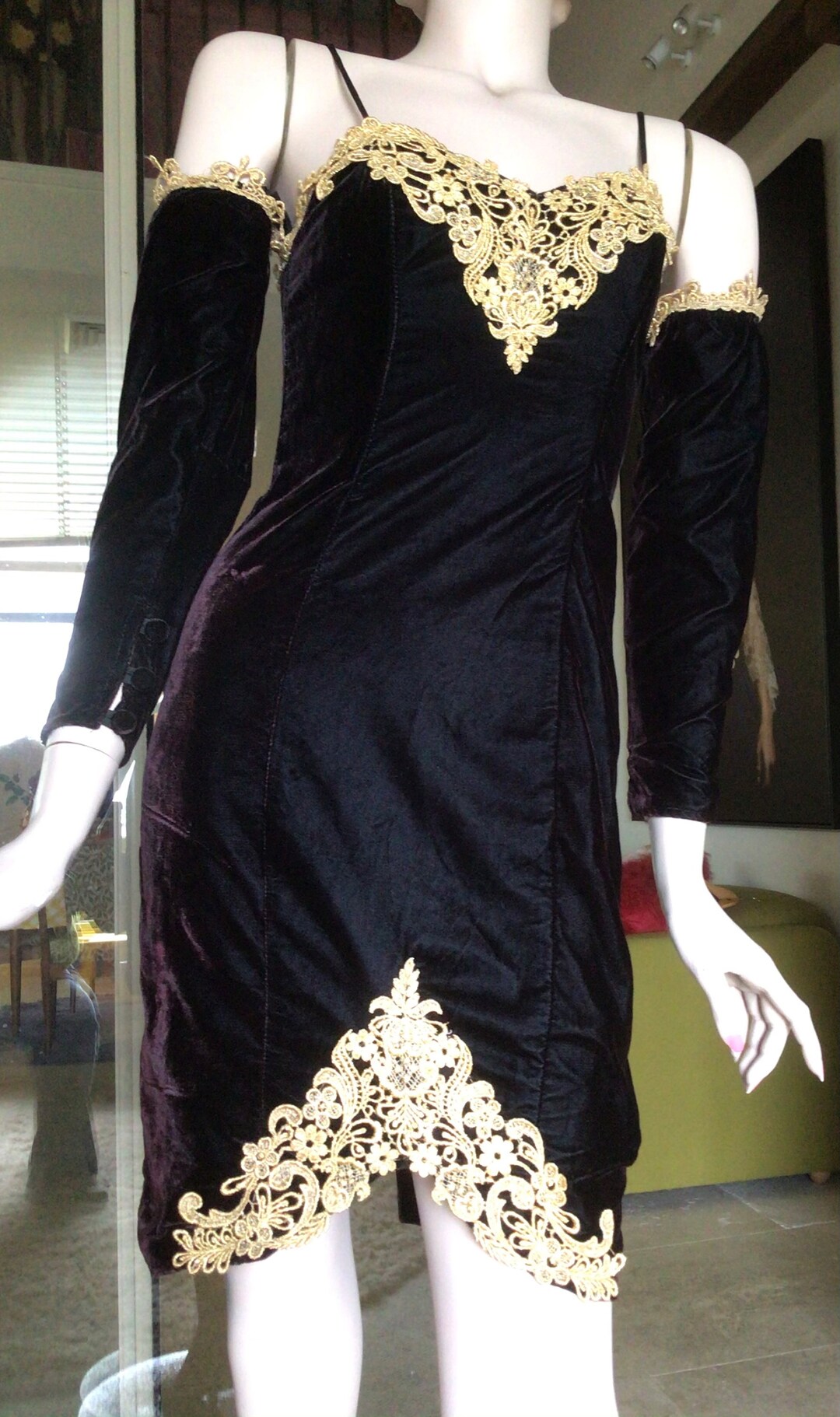 Vtg 80s Steppin Out Black Velvet Lounge Singer, Burlesque, Cocktail ...