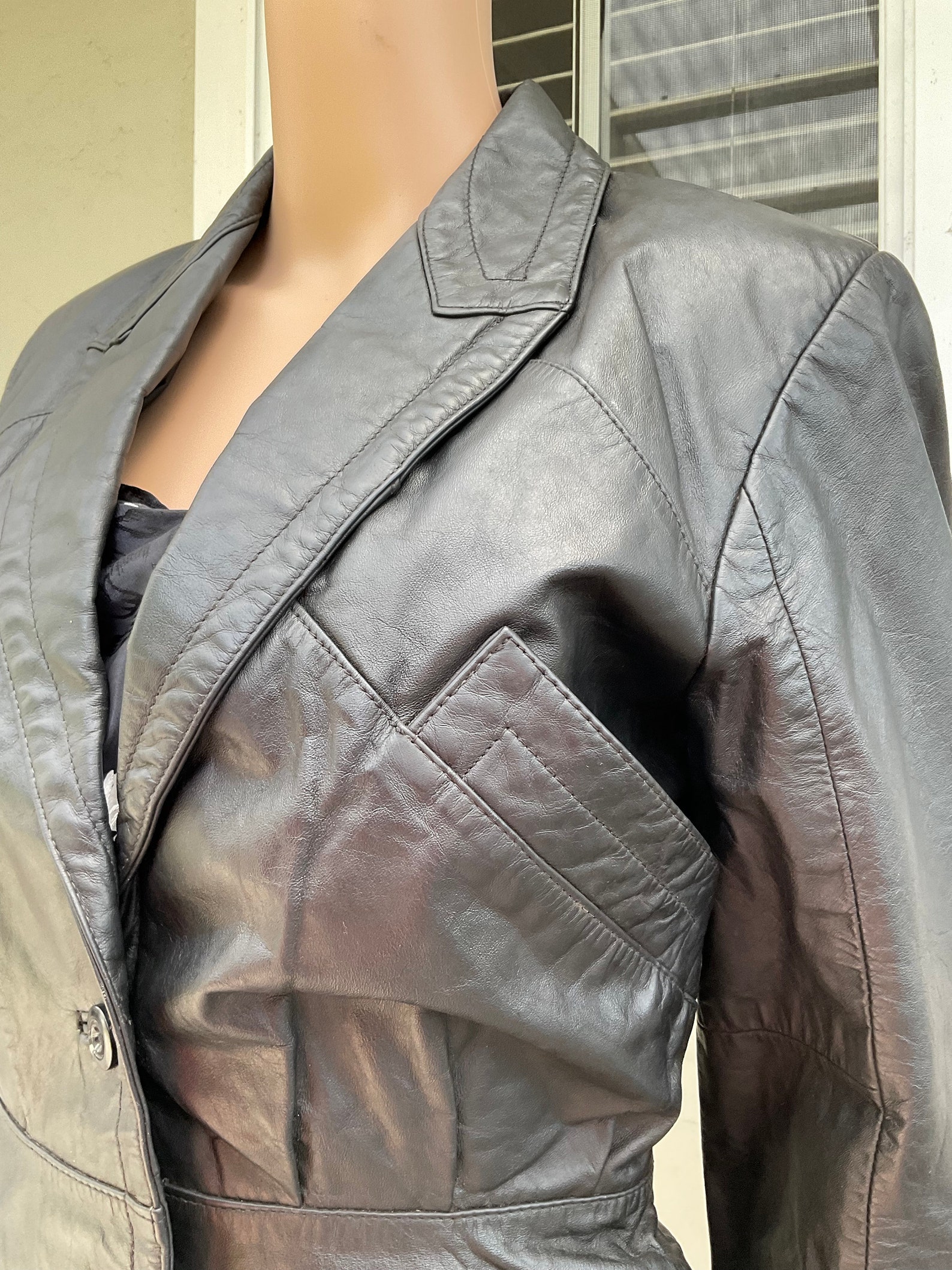 Vtg 80s Black Leather Wilsons USA. Tailored Bomber Jacket S - Etsy