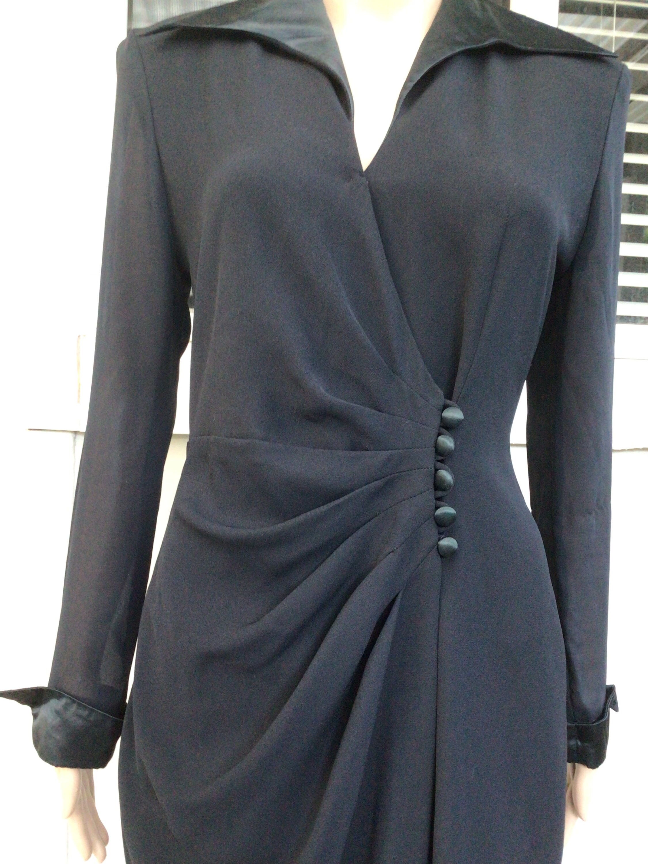 Vtg Cue australia Black Goth Keyhole Long Sleeve Silhouette Dress 10 - Etsy
