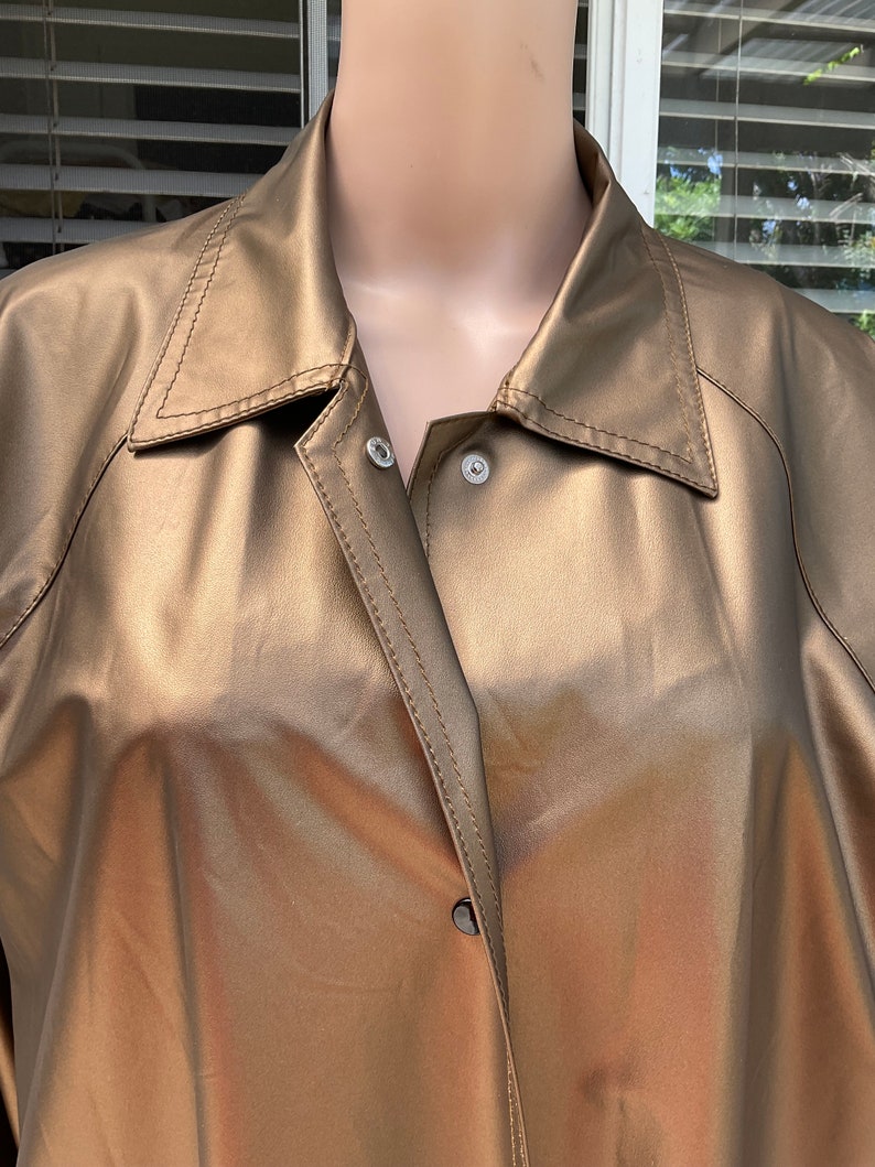 Vtg 80s Shedrain Old Gold Bronze PVC Long Raincoat M - Etsy
