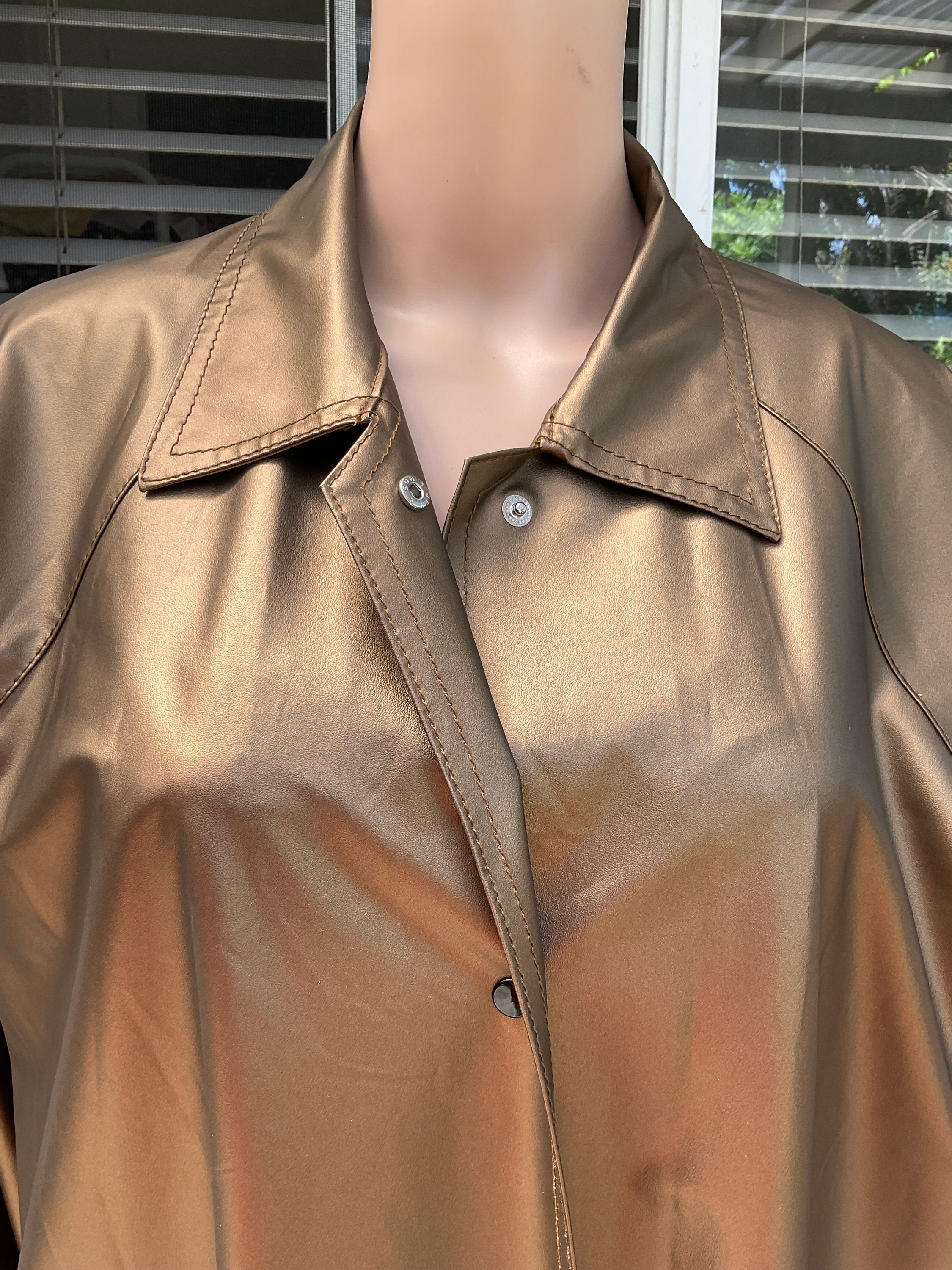 Vtg 80s Shedrain Old Gold Bronze PVC Long Raincoat M - Etsy