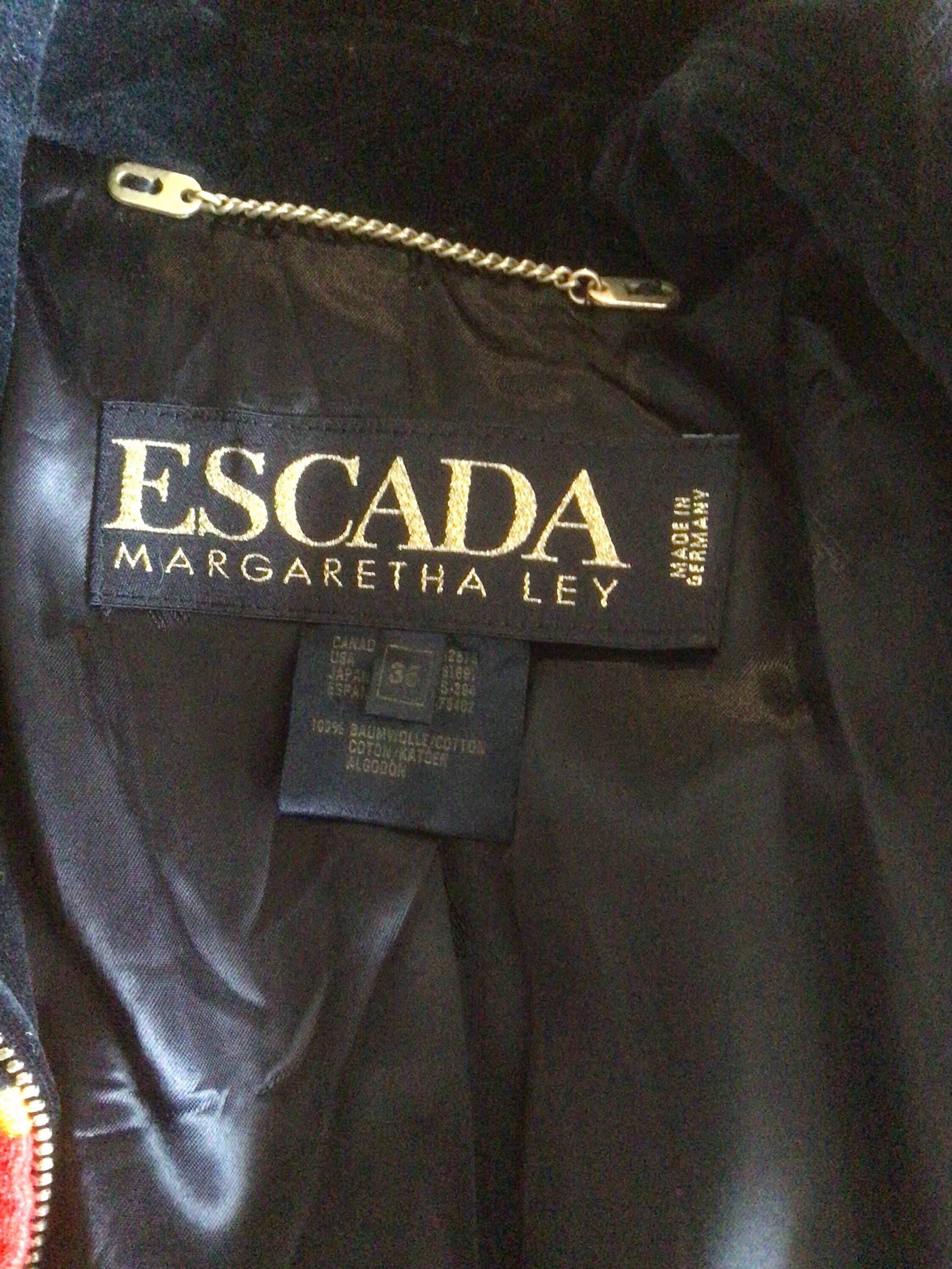 Vtg 80s RARE Escada Designer Dark Green Velvet Clock Insignia Tartan ...