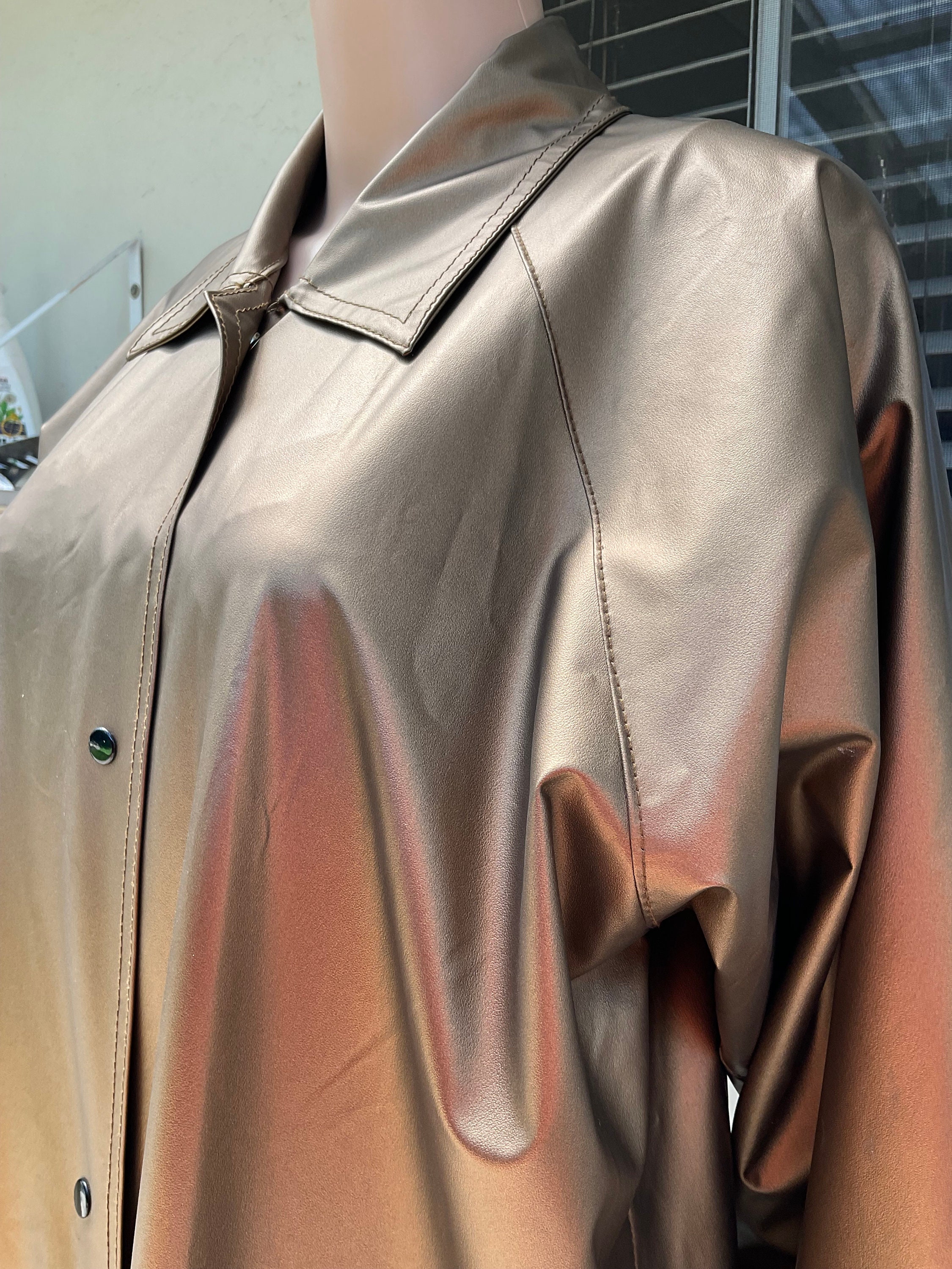 Vtg 80s Shedrain Old Gold Bronze PVC Long Raincoat M - Etsy