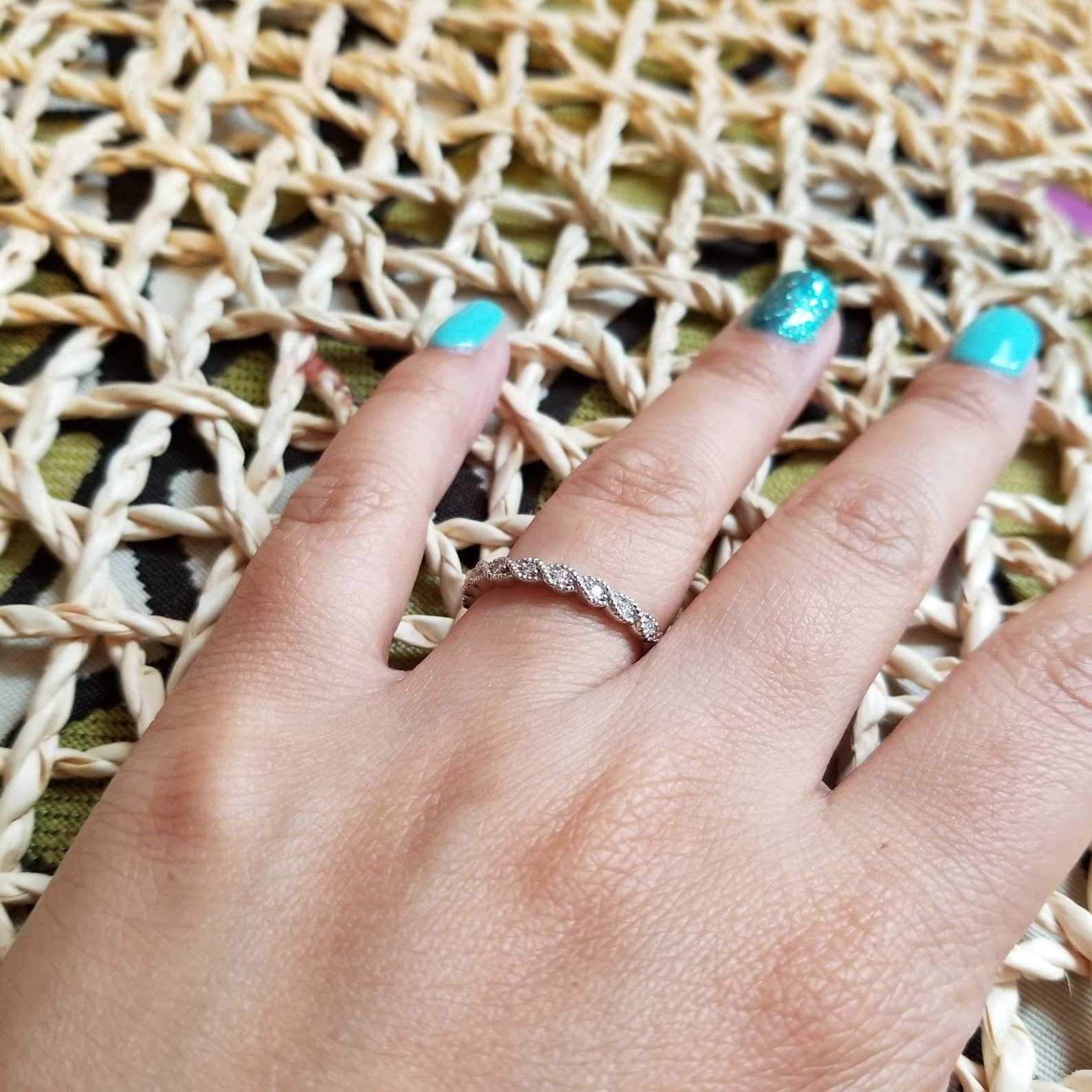 Vintage Style Diamond Twisted Milgrain Pattern 14K White/yellow/rose ...