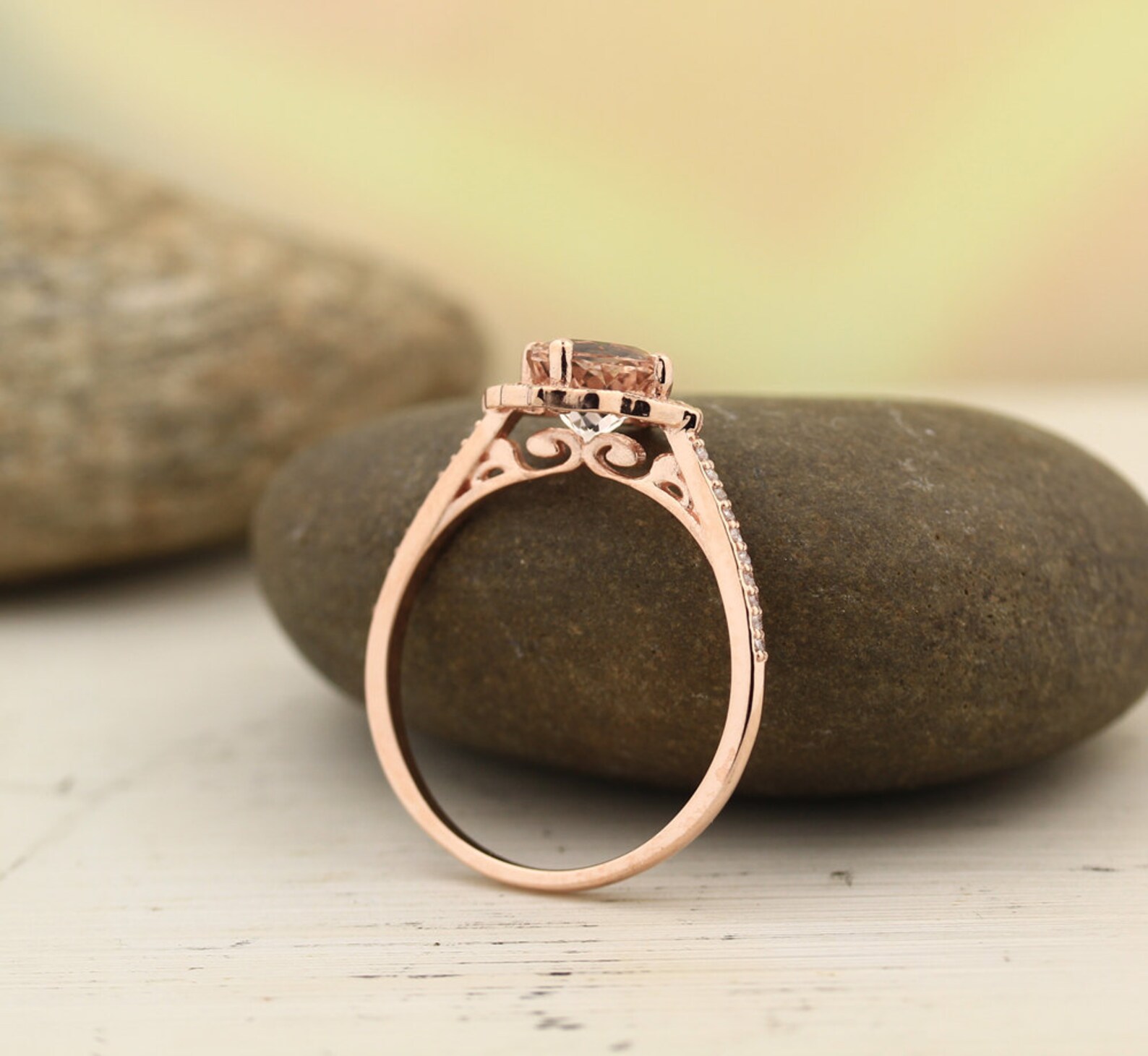 AAA Morganite Engagement Ring Set Diamond Wedding Ring Set - Etsy