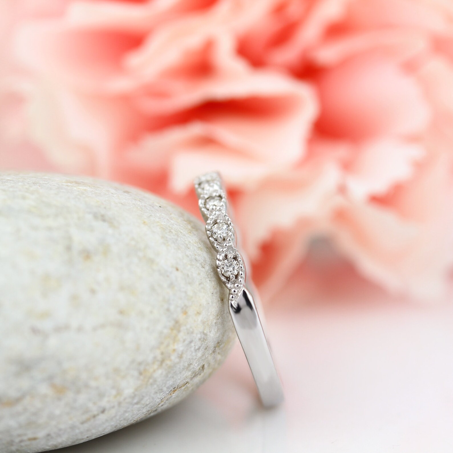 Vintage Style Diamond Twisted Milgrain Pattern 14K White/yellow/rose ...