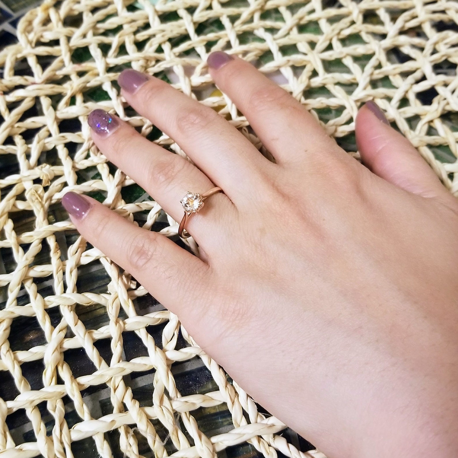 6mm Moragnite Solitaire Engagement Ring 14K Rose Gold - Etsy