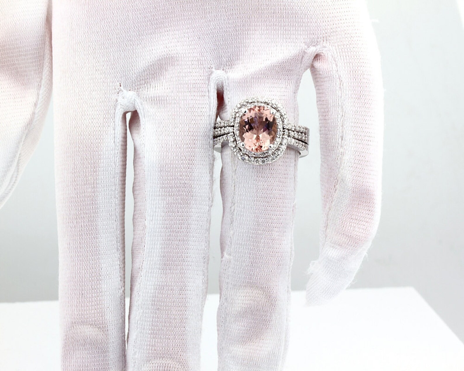 Natural AAA 10x8mm Morganite Solid 14K White Gold Diamond - Etsy