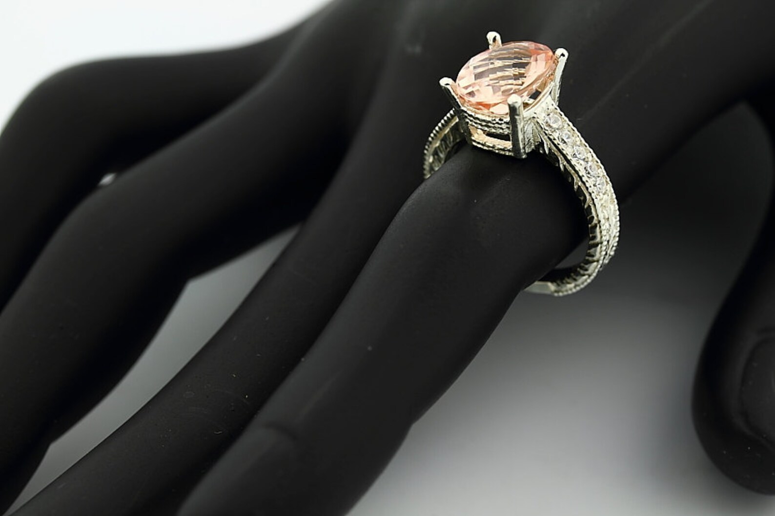 Natural Checkerboard Cut Morganite Solid 14K White Gold - Etsy