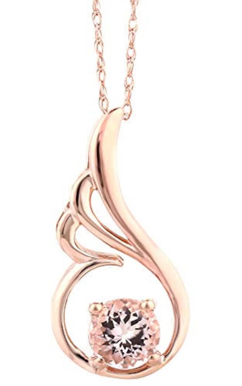 GNG 10k Rose Gold Fancy Color Morganite Solitaire Angel Wing Pendant ...