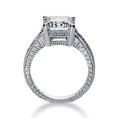 1.00 carat 7x5mm Emerald Cut Forever One GHI Moissanite Diamond Vintage Engagement Ring ENR768
