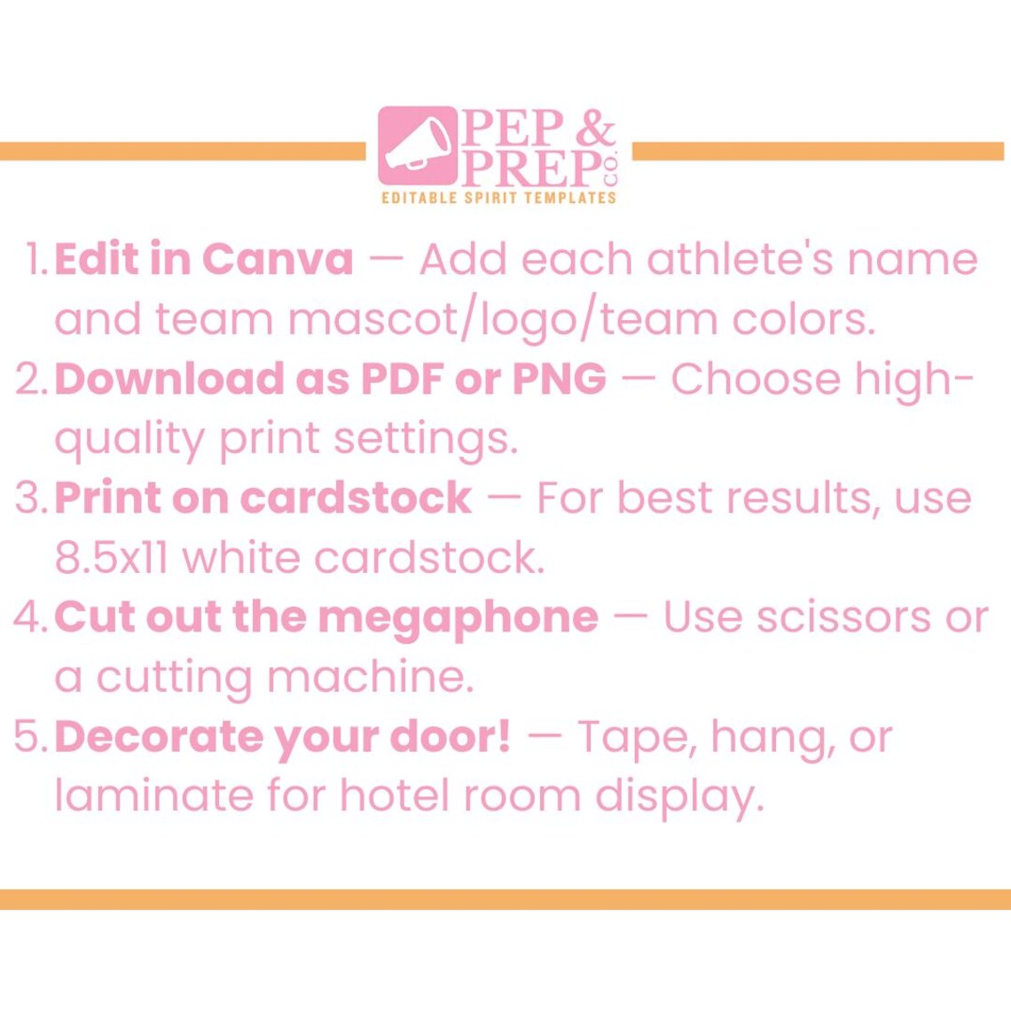 Editable Cheer + Dance Door Sign • Megaphone Canva Template for Camp or ...