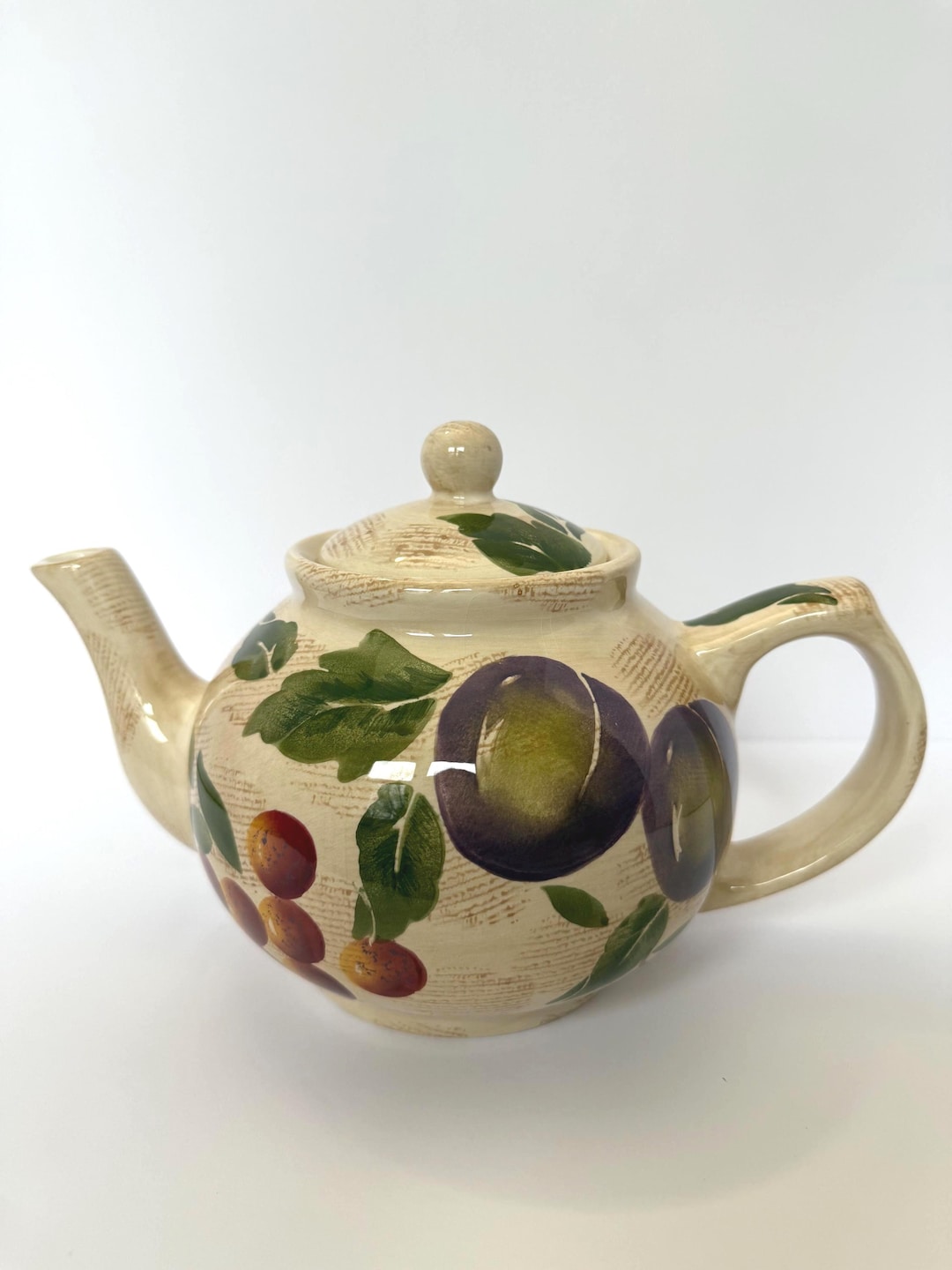 Sonoma Linens N Things Fruits and Leaves Vintage Ceramic Teapot - Etsy