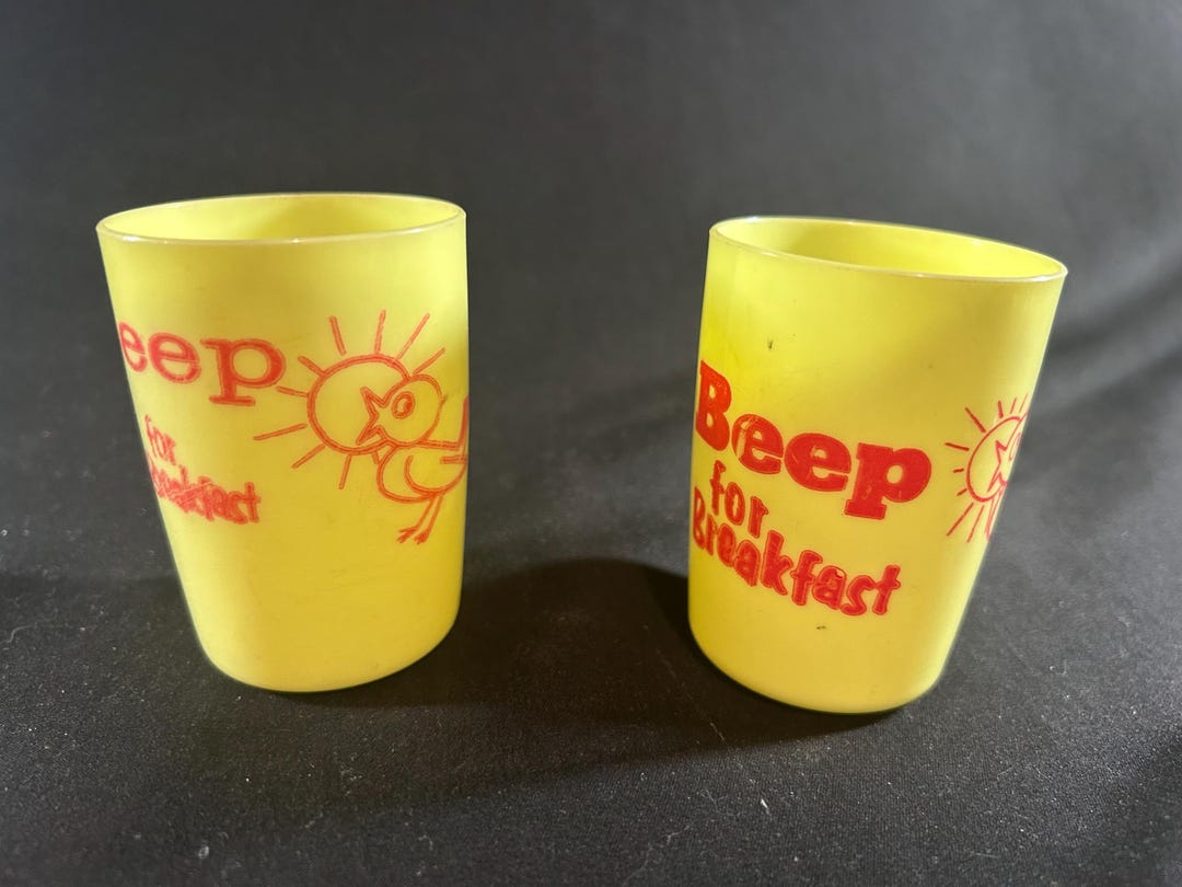 Vintage 1960’s BEEP FOR BREAKFAST Plastic Cups - 2 - Etsy